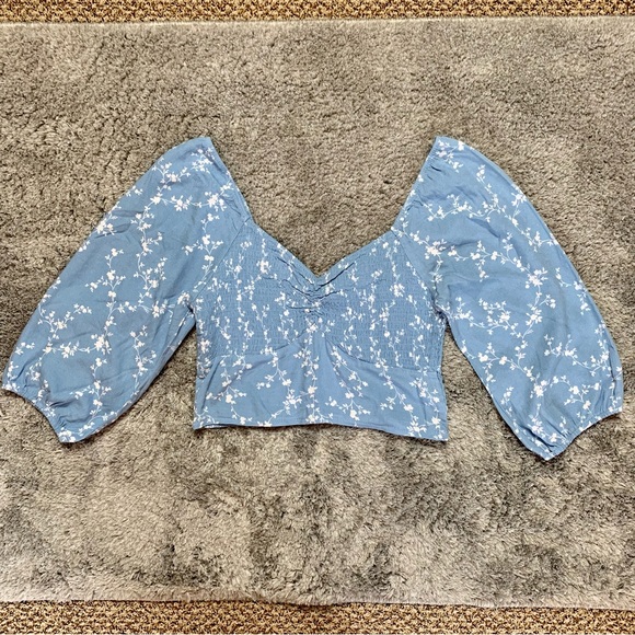 PacSun | Tops | Nwot Pacsun Lottie Moss Peasant Sleeve Floral Shirred ...